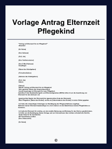 Vorlage Antrag Elternzeit Pflegekind