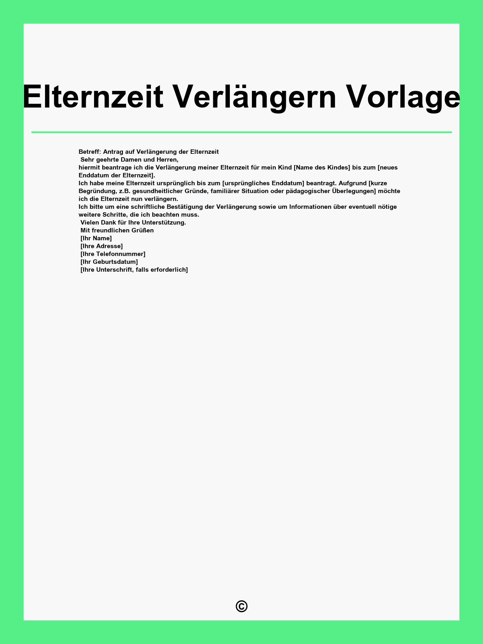 Elternzeit Verlängern Vorlage